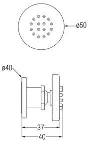 Mexen - podmítková sprchová tryska, kulatá, 50 mm, zlatá, 79361-50