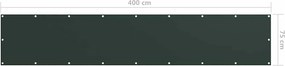 Balkónová zástěna tmavě zelená 75 x 400 cm oxfordská látka 134997