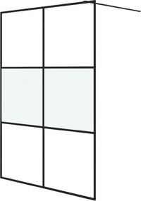 Sprchová zástěna walk-in černá 140x195 cm napůl mléčné ESG sklo 152109