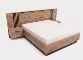 Stolar Postel Bali Lux 160×200 s LED osvětlením a nočními stolky | Moderní postel Barva: 5 černá
