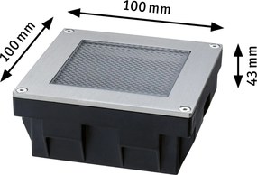 P 95743 Solární LED zemní svítidlo Sorea soumrakový senzor IP67 hranaté 100x100mm 2200K 0,1W 5lm 3,7V kov kartáčovaný ABS/polykarbonát/ocel - PAULMANN