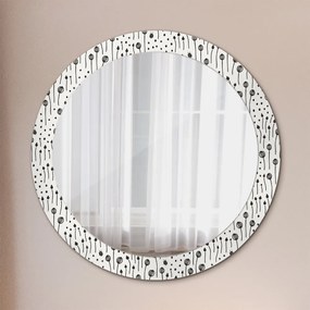 Kulaté dekorativní zrcadlo Květinová kresba fi 80 cm