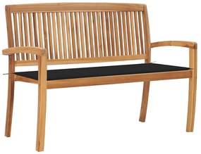 Stohovatelná zahradní lavice s poduškou 128,5 cm masivní teak 3063286