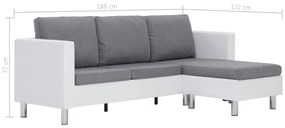 vidaXL 282202 Marketos 3-Seater Sofa with Cushions White Faux Leather