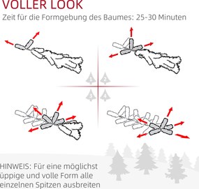 HOMCOM Vánoční stromek 190 cm, vysoce realistický, 570 větviček, nehořlavý, stabilní podstavec, zelená