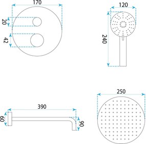 Rea Drop, podomítková sprchová souprava + BOX, měděná matná, REA-P9660