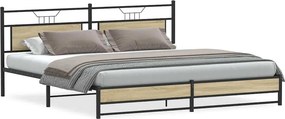 Kovový rám postele bez matrace dub sonoma 200 x 200 cm 3325123