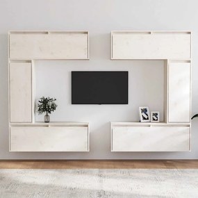 TV skříňky 6 ks bílé masivní borové dřevo 3100200