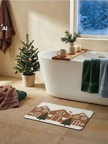 Sinsay - Vánoční koupelnová předložka s potiskem domků - béžová