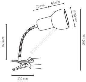 Spot-Light Spot-Light 2224160WF - Lampa s klipem SVENDA 1xE27/60W/230V SP0560