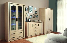 Casarredo - Komfort nábytek Obývací stěna, sestava DALLAS SET 1  dub sonoma (skříň, komoda, vitrína)