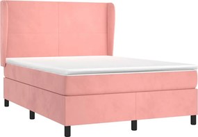 Box spring postel s matrací růžová 140x200 cm samet 3129098