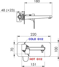 Sapho Sapho, CORNELI podomítková umyvadlová baterie, chrom, CE08