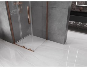Mexen Velar L, sprchový kout s posuvnými dveřmi 100 x 100 cm, 8mm čiré sklo, růžové zlato, 871-100-100-03-60
