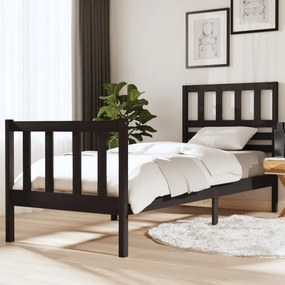 Rám postele černý 75 x 190 cm Small Single masivní dřevo 3101117