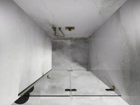 Mexen, Mexen Lunar-F pravé sklápěcí sprchové dveře 60 cm, transparentní, broušené zlaté - 836-060-000-55-00-P