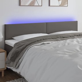 Čelo postele s LED šedé 180x5x78/88 cm umělá kůže