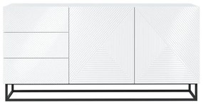 Komoda Asha 167 cm na kovovém podstavci - bílý lesk