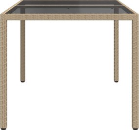 Zahradní stůl 150 x 90 x 75 cm tvrzené sklo a polyratan béžový 316710