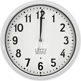 LAVVU Bílé hodiny Accurate White řízené rádiovým signálem - 3 ROKY ZÁRUKA! ⌀30cm LCR3021