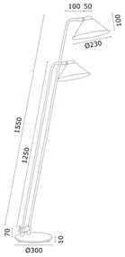 Argon 7075 - Stojací lampa GABIAN 2xE27/15W/230V černá