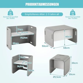 Costway 3 kusový dětský stůl sada židlí dětská sedací skupina dřevěný dětský