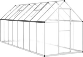 Skleník s podkladovým rámem stříbrný 445 x 169 x 195 cm hliník 3266332