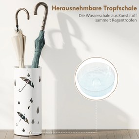 HOMCOM Stojan na deštníky, ocel, tvar sloupu, vyjímatelná spodní přihrádka, Ø17 x 41H cm, bílá