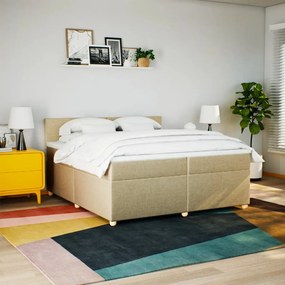 Box spring postel s matrací krémová 200x200 cm textil 3286785