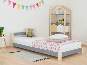 Benlemi Dětská jednolůžková postel s čelem DREAMY Rozměr: 80x160 cm, Zvolte barvu hranolů: Nelakovaná, Zvolte barvu ploch: Tmavě šedá