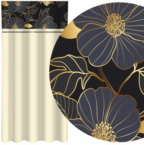 Klasický krémový závěs s potiskem zlatých květů Šířka: 160 cm | Délka: 270 cm