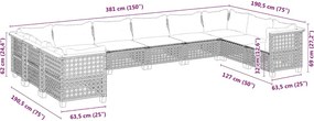 10dílná zahradní sedací souprava s poduškami béžová polyratan 3262024