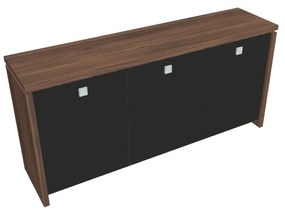 Nízká skříň Verno 188 x 46 x 90 cm, skleněné dveře, ořech / černá