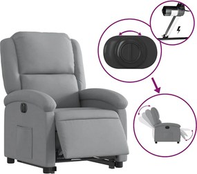 Elektrické zvedací polohovací křeslo světle šedé textil 3204188