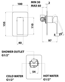 Sapho Sapho, FORATA podomítková sprchová baterie, 1 výstup, chrom