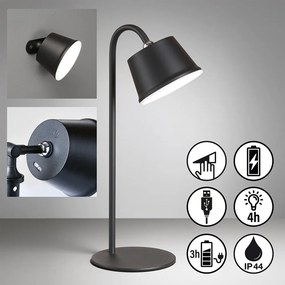 Černá LED stolní lampa s kovovým stínidlem (výška 34 cm) Voet – Fischer &amp; Honsel