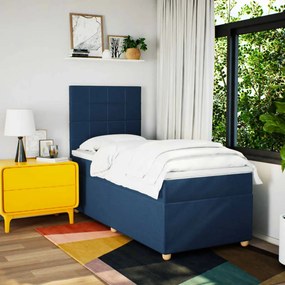 Box spring postel s matrací modrá 90x190 cm textil 3291141