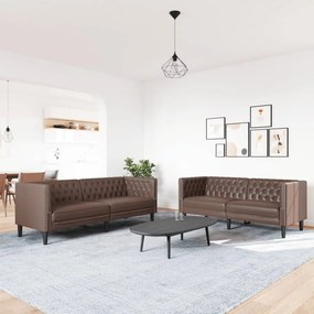 2dílná sedací souprava Chesterfield hnědá umělá kůže 3209276