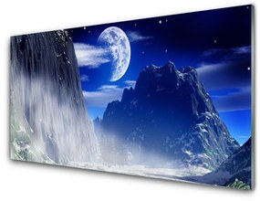 Obraz na skle Hory Noc Krajina 125x50 cm