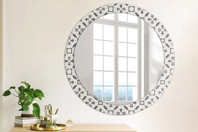 Kulaté zrcadlo tištěný rám Starožitné dlaždice fi 80 cm