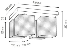 Spot-Light 8175460 - Stropní svítidlo NORMAN WOOD 4xE27/25W/230V