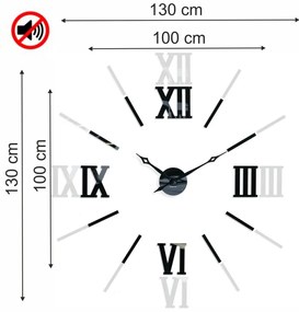 Elegantní nalepovací hodiny černé 130cm