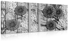 Obraz abstraktní květiny na mramorovém pozadí v černobílém provedení Varianta: 120x60