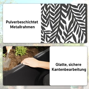 Truhlík na květináče s ochrannou mříží Truhlík na květináče s mříží s motivy tropických listů 61 x 23 x 113 cm Černá barva