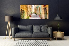 akrylový obraz Staré Město Cesta Domy 120x60 cm