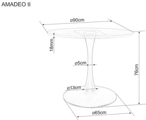 Kulatý jídelní stůl Amadeo 90 cm dub přírodní/černý