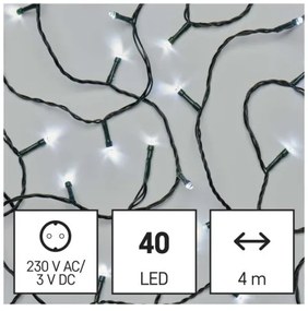 Vánoční osvětlení EMOS D4AC01 ZY0801T 40LED řetěz 4m studená bílá s časovačem