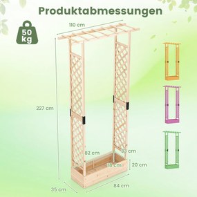 Costway Květinový truhlík s mříží Truhlík na rostliny s mříží a závěsnou střešní