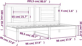 Válenda bez matrace bílá 90 x 200 cm masivní borovice 3108057