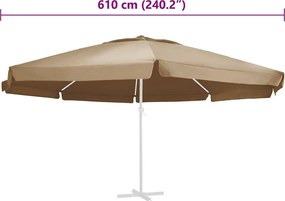 vidaXL Marketos Náhradní potah na zahradní slunečník taupe 610 cm
